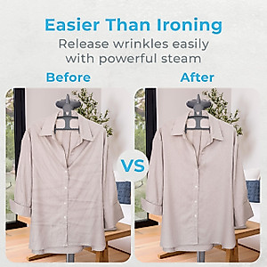 Pure Enrichment® PureSteam™ XL Standing Steamer with Garment Hanger - Heats in 45 Seconds with 0.5-Gallon Water Tank for 1 Hour Continuous Steaming - Includes Fabric Brush and Easy-roll Wheels
