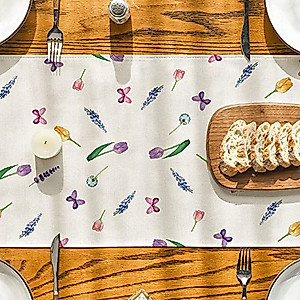 Artoid Mode Lavender Tulip Spring Table Runner, Summer Seasonal Anniversary Holiday Kitchen Dining Table Decoration for Indoor Outdoor Home Party Decor 13 x 72 Inch