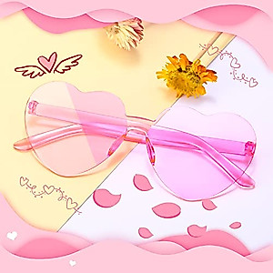 LUCKYCHRIS 14 Pairs Pink Heart Sunglasses for Women Transparent Heart Shaped Sunglasses Bulk Fun Sunglasses Pack for Party Favor