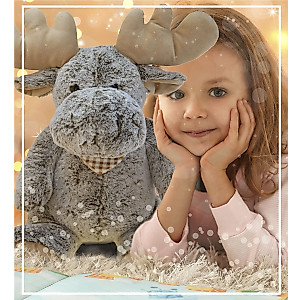 DolliBu Plush Moose Stuffed Animal Pillow Size - Super Soft Animal Pillow for Kids, Cozy Nap Buddy, Floor Pillow for Kids & Toddlers, Jumbo Hugging Plush, Travel Cuddle Pillow for Kids - 18 Inch
