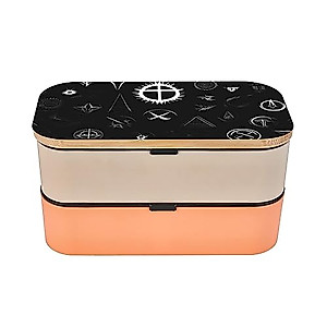 Black And White Universe Adult Lunch Box, Bento Box, With Cutlery Set Of 3, 2 Compartments, Rectangular, Lunch Box For Adults