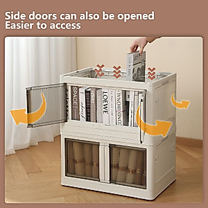 Juoe 1Pc Storage Bins with Lids,Plastic Stackable Storage Bins Open Front/Side/Top,Collapsible Storage Cabinet with Wheels for Closet Shelf,Room,Bedroom,Office,Home,Dorm,Toy