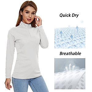 CRYSULLY Women's Sun Protection Shirt Summer UPF 50+ UV Polyester Performance Shirt White