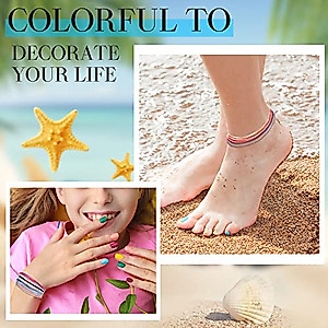 50 Pcs Summer Friendship Bracelets Beach String Bracelets Adjustable Waterproof Handmade Friendship Bracelet Surfer Woven Braided Bracelet Bohemian Wrist Cord for Women Men (Cute Style)