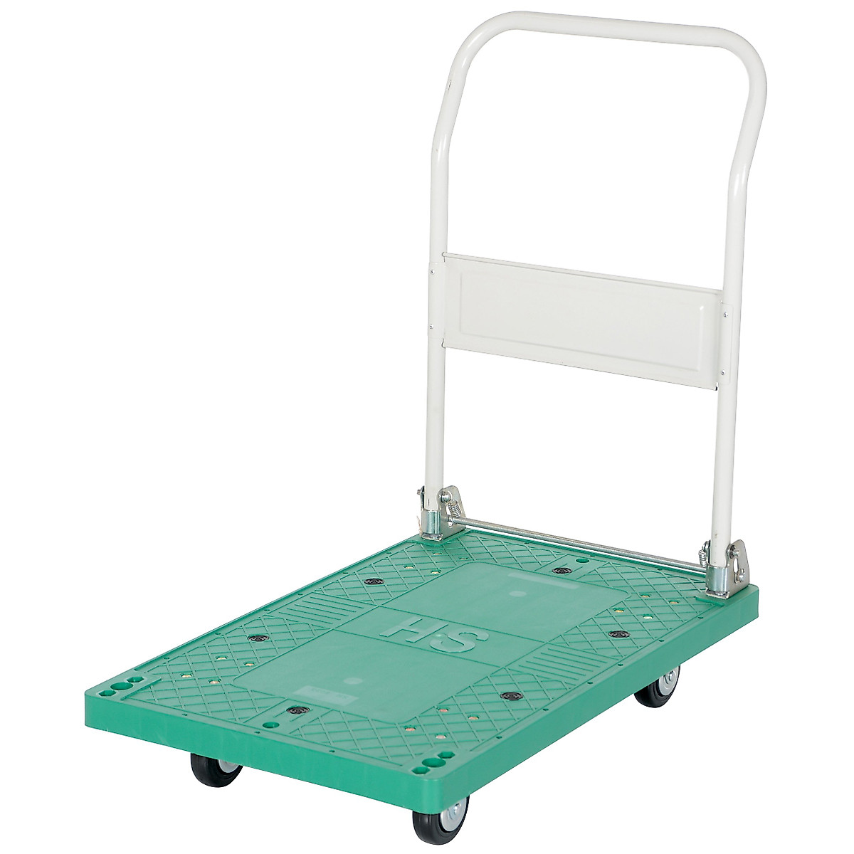 Vestil FPT-2133 Plastic Platform Truck with Fold Down Handle, 500 lbs Capacity, 33" Length x 21" Width x 6-1/2" Height Deck