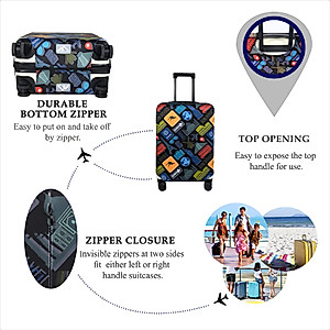 Explore Land Travel Luggage Cover Suitcase Protector Fits 27-30 Inch Case (Bon Voyage, L)