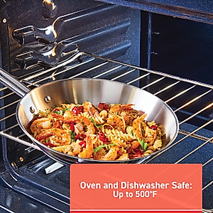 T-fal Stainless Steel Cookware Set 11 Piece, Induction, Oven Broiler Safe 500F, Kitchen Cooking Set w/ Fry Pans, Saucepans, Saute Pan, Dutch Oven, Steamer, Pots and Pans, Dishwasher Safe, Silver