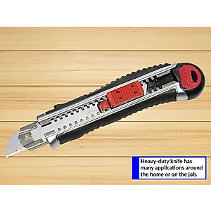 Smithline Heavy-Duty Professional Grade 18mm (3/4 inch) Utility Knife Retractable Razor, Box Cutter, Snap-Off SK2 Blades