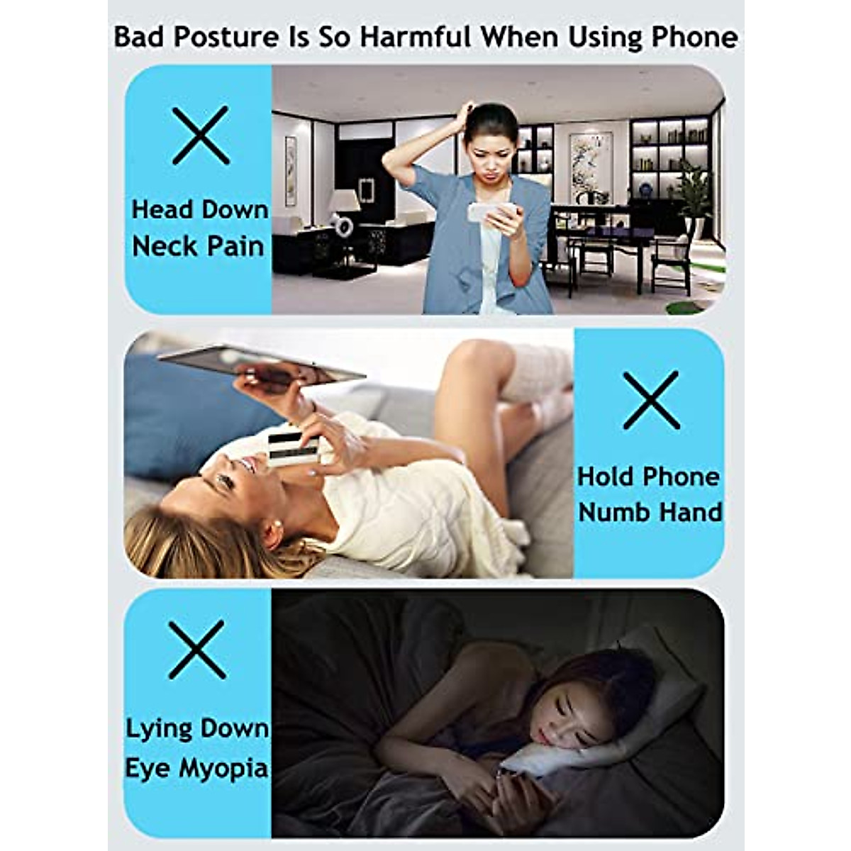 JUSDIQIR Cell Phone Stand Phone Dock Holder Stand Foldable Phone Dock Multi-Angle Universal Adjustable Tablet Compatible with Cell Phone Tablet… (Black)