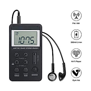 TBESTOACC AM FM Portable Pocket Radio, Personal Walkman, Mini Digital Tuning Radio with Rechargeable Battery, Earphone, Lock Screen for Walk/Jogging/Gym/Camping