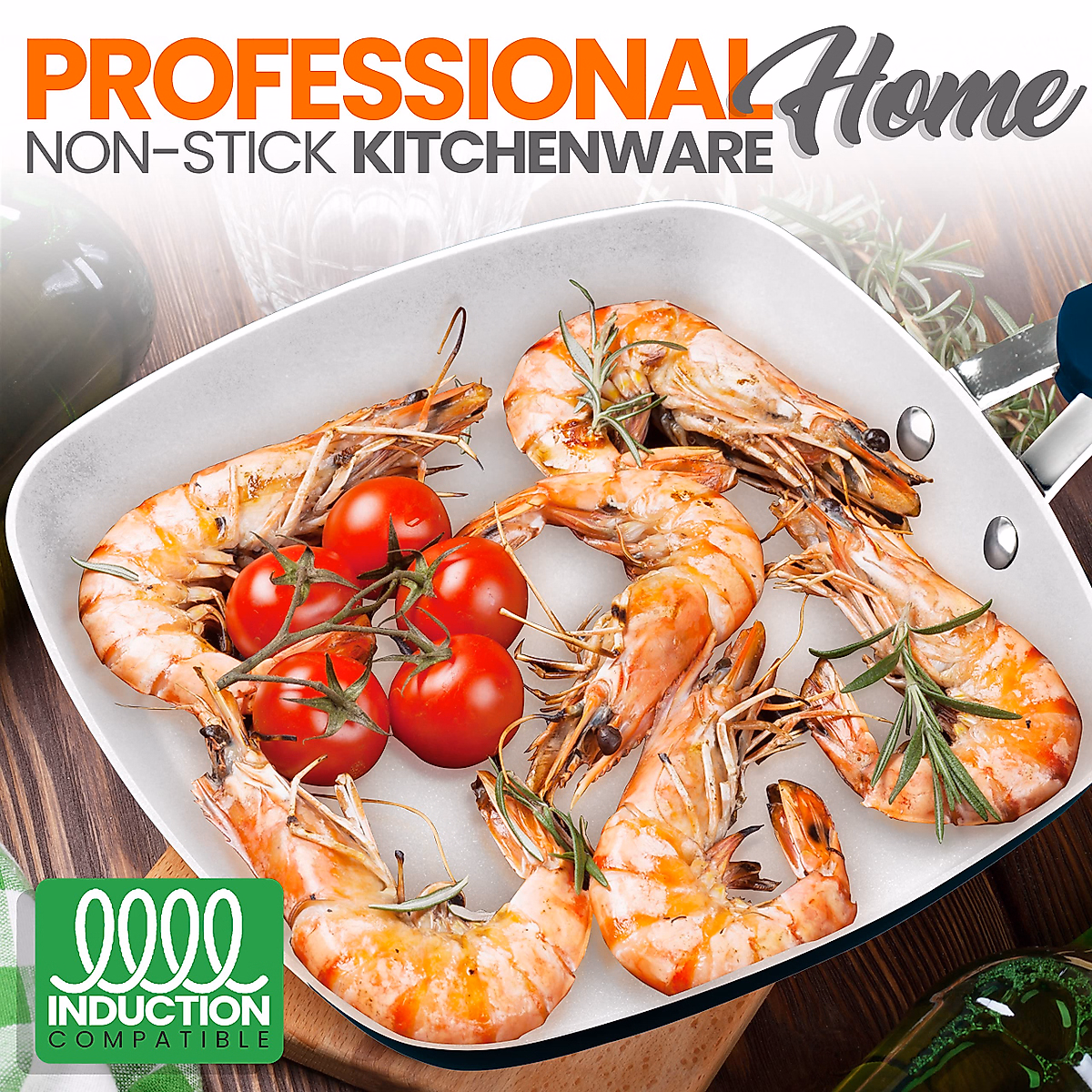 NutriChef 9'' Grill Pan Non-Stick - High-Qualified Kitchen Cookware, (Works with Models: NCCW14SBLU & NCCW20SBLU)