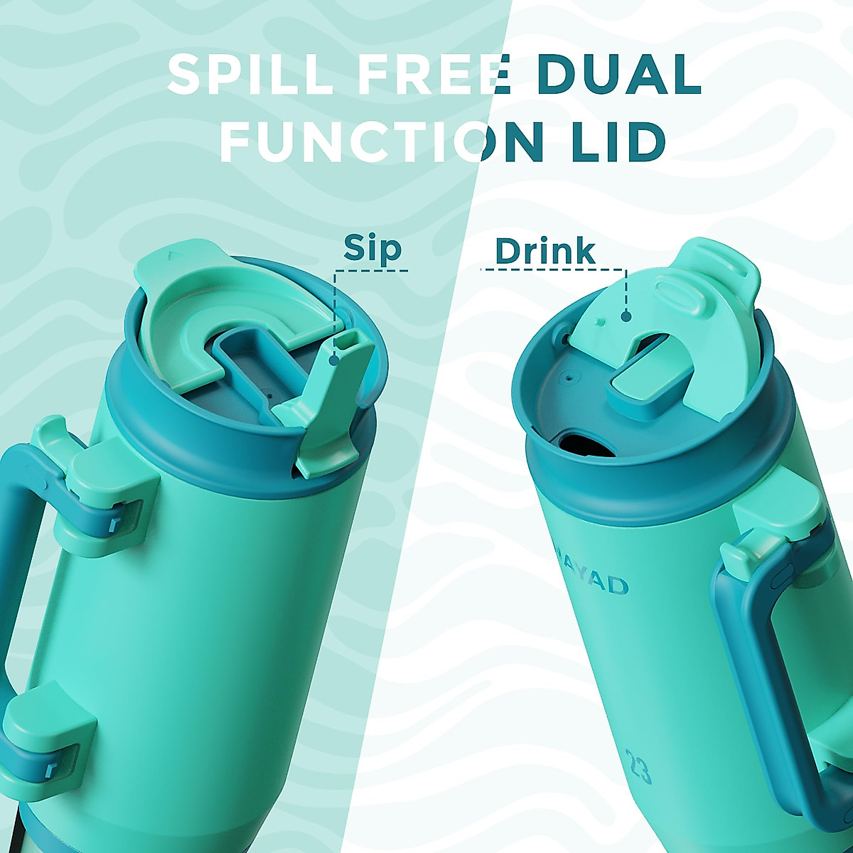 NAYAD Kids 22 oz Tumbler with Handle and Straw & 10oz Snack Container - Foldable Handle, Stainless Steel Bottle Dual Lids(Leakproof Flip +Silicone Straw Lid) for School, Sports,Travel & Camp, Bows