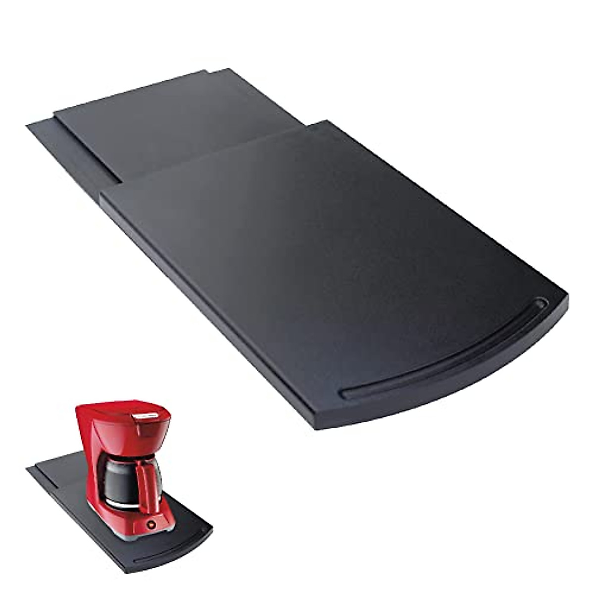 COMFECTO Multiuse Handy Caddy Sliding Tray, ABS Base Smooth Rolling Wheels Stand, 12 inches in Black