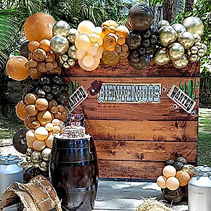 Western Cowboy Party Decorations,Horse Racing Balloon Arch Garland Kit,136PCS Black White Blush Brown Balloons for Derby Day Festival Farm Cow Wild Party Birthday Baby Shower Decor Supplies