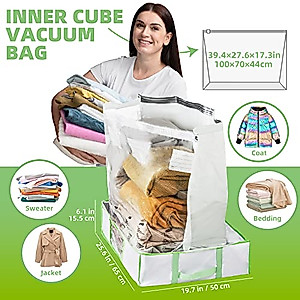 TAILI Under Bed Storage Container with Space saver bags, Large Capacity Foldable Clothing Storage Containers for Jackets Suits Coats Sweater with Clear Window and Reinforced Handle