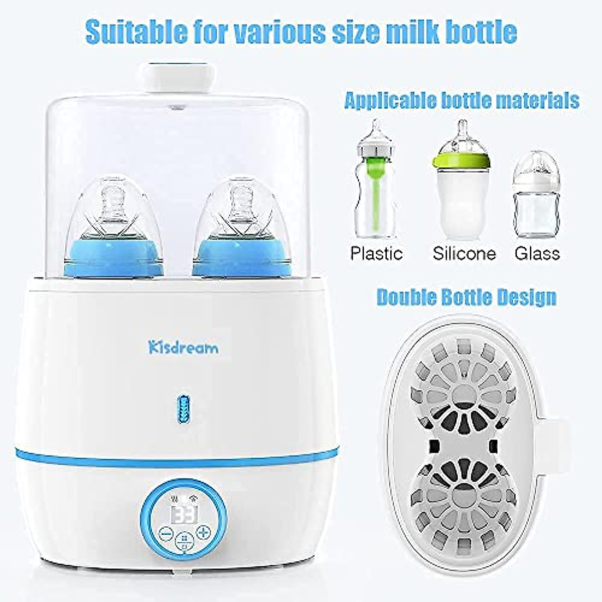 Baby Bottle - Baby Bottle Warmer: Double Bottle Warmer Fast Milk Warmer for Breastmilk feeding or Formula with Timer LCD Display Accurate Temperature Control Defrost & Keep Baby Food Heating BPA-Free