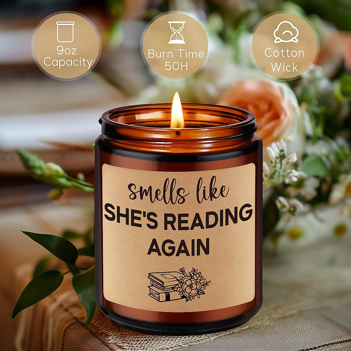 Miracu Book Lover Candle - Reading Accessories, Book Lovers Gifts - Thanksgiving, Christmas Book Themed Gifts for Book Lover, Reader Bookworm Librarian Teacher - Bookish Gifts for Women Her Friend