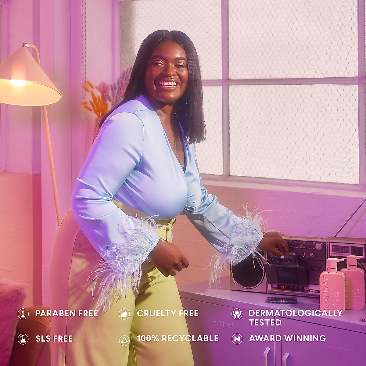 MONDAY HAIRCARE Gentle Shampoo (Amazon Exclusive) 30oz for Normal to Delicate Hair Types, Made from Coconut Oil, Rice Protein, & Vitamin E, 100% Recyclable Bottles