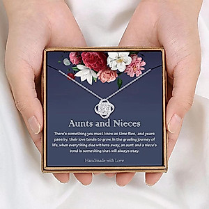 IEFLIFE Aunt Nieces Gifts Aunt Nieces Necklace, 925 Sterling Silver Love Knot Pendant Necklace Auntie Jewelry Mothers Valentines Day Christmas Gifts for Aunt Niece Birthday Present