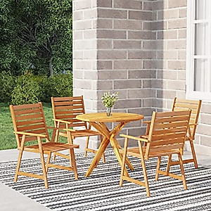 Camerina 5 Piece Patio Dining Set Outdoor Dining Table Set Patio Table and Chairs Set Outdoor Patio Dining Set Solid Wood Acacia 3087129