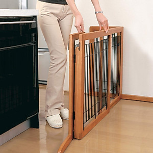 Richell Wood Freestanding Gate, High-Small, Autumn Matte Finish