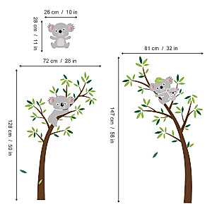 ufengke Koala Tree Wall Stickers Animal DIY Wall Decals Art Decor for Kids Bedroom Nursery Living Room