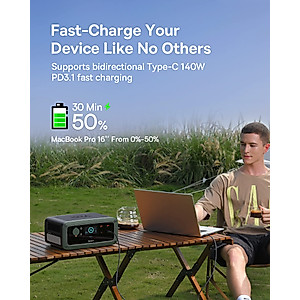 Baseus Portable Power Station ioTa 420W, 288Wh Solar Generator with 90000mAh LiFePO4 Backup Battery, 140W PD3.1 Fast Charging, 2 AC Outlets, LED Light for Outdoor Camping, RVs, CPAP, Home Emergency