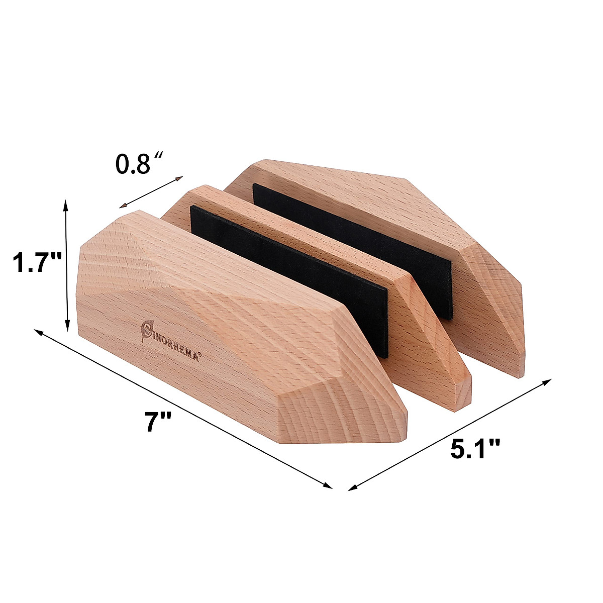 SINORHEMA Vertical Laptop Stand 2 Slots for Computer Desk Monitor Stand Double MacBook Holder and Dock Compatible with All MacBook Pro Air iPad Surfaces Beech