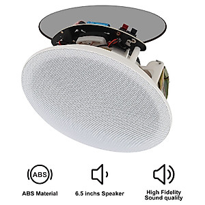 Herdio in Ceiling Speakers, 6.5 Inch 600 Watts Flush Mount Passive Wired Speakers for Bathroom, Kitchen,Living Room,Office(4 Speakers)
