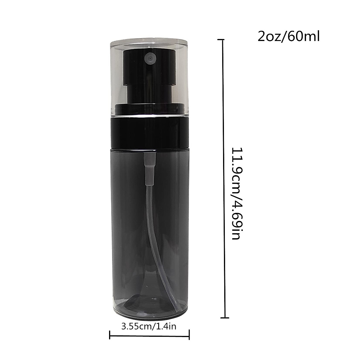 PimyRcyi 2oz Small Travel Spray Bottle Empty 60ml Transparent Black Fine Mist Toner Plastic Bottle(6pcs,Black)