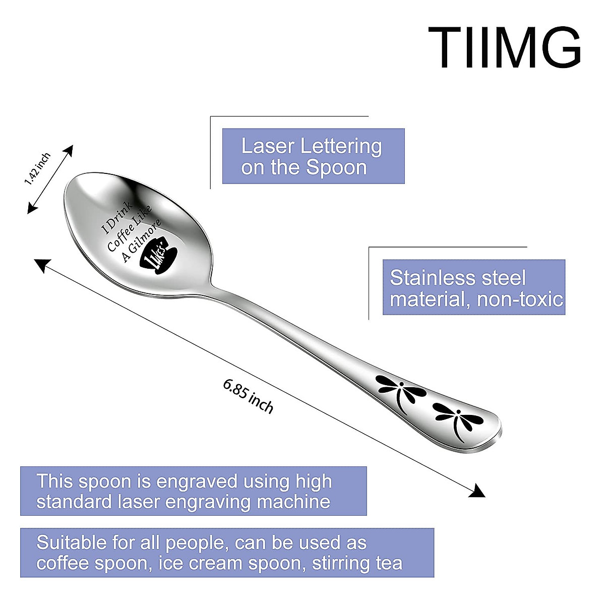 Fans Gift I Drink Coffee Like A Girl Mother Daughter Gift Engraved Coffee Spoon Gift Stainless Steel (GIlmoregirl spoon)