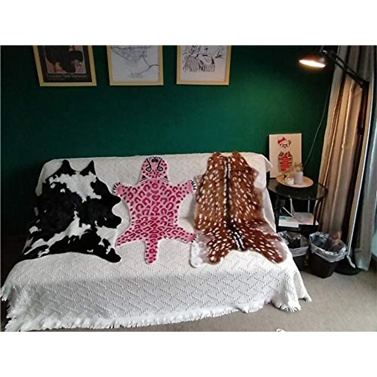 Pink Leopard Print Area Rug Faux Cowhide Cheetah Fur Skin Carpet Non-Slip Animal Printed Area Rug Throw Rugs Floor Carpet for Door Mat Bedrooms Room Decor (3.3x2.95Ft, Pink Leopard)