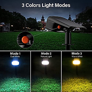 Solar Spotlight, 34 LEDs Solar Landscape Lighting, IP67 Waterproof Solar Lights & 3 Modes Solar Powered Spotlights, Dark Sensing Auto ON/Off for Yard Garden Walkway and Pool 2 Pack