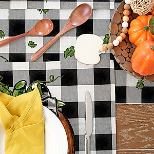 GEEORY Fall Placemats, 12x18 Inch Set of 4 Buffalo Plaid Check Pumpkins Table Decoration for Kitchen Dining, Indoor & Outdoor Dinner Party (Orange Pumpkin) GP085-18