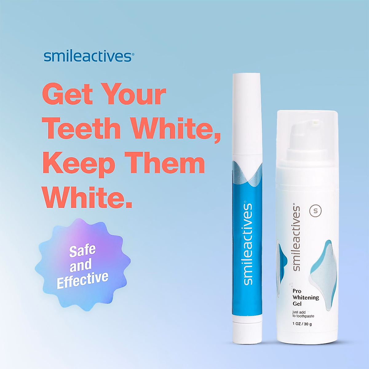 Smileactives Teeth Whitening Kit, Complete at Home Teeth Whitening Treatment, Travel Size Tooth Whitening, Stain Remover for White Teeth, Contains Clinical-Grade Hydrogen Peroxide, 30 Day Kit