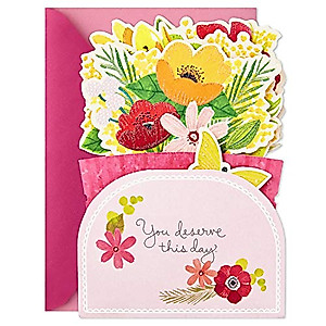 Hallmark Paper Wonder Mothers Day Pop Up Card (Flower Bouquet, You Deserve This Day)