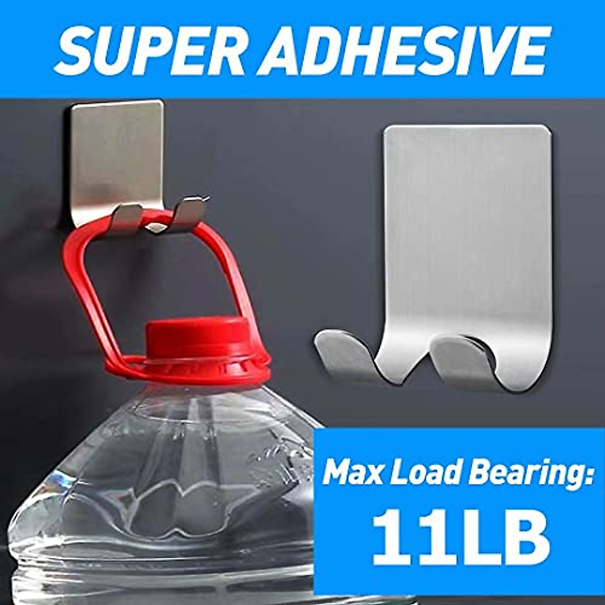 Waterproof Razor Holder for Shower, Heavy Duty Self Adhesive Hooks, Stainless Steel Towel Hooks for Bathrooms Wall (Silver, 2 Pack)