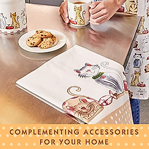 Kitchen Towels, Dish Towels for Drying Dishes, Tea Towels Absorbent 100% Cotton, Cute Cat Themed Decorative Kitchenware Kitchen Accessories Gifts for Cat Lovers, Set of 2 - 20"x28"