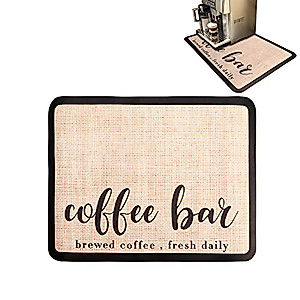 15.75 X19.69inch Coffee Maker Mat,Coffee Bar Decor Accessories For Countertop,Hide Stain Water Absorbent Non Slip Quick Dish Drying Mat Fit Under Coffee Pot Espresso Machine(brown)
