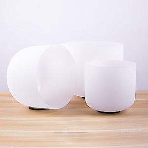 ENERGYSOUND D Note Sacral Chakra Frosted Quartz Crystal Singing Bowl 11 inch mallet and o-ring included