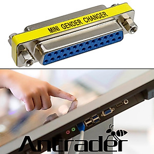 Antrader 4-Pack DB25 25 Pin Serial Port Female to Female Mini Gender Changer Coupler Adapter RS232 Connector