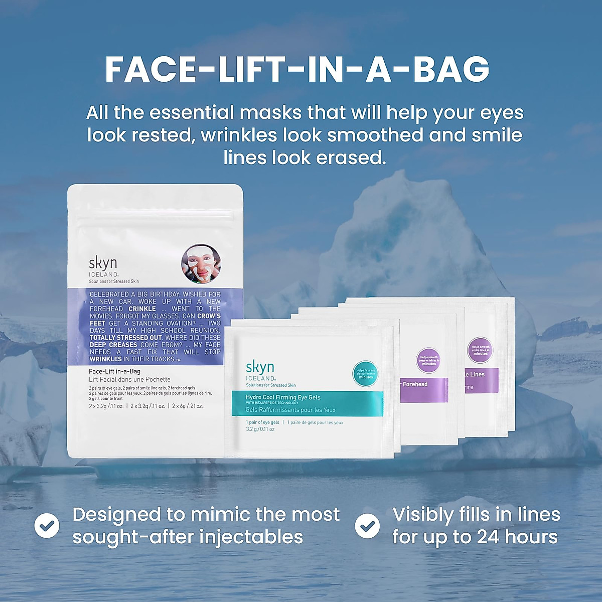 skyn ICELAND Face-Lift in-a-Bag: Essential Masks for Eyes, Forehead & Smile Lines
