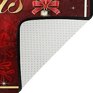 ALAZA Merry Christmas Snowflake Ball Snow Red Non Slip Area Rug 7' x 5' for Living Dinning Room Bedroom Kitchen Hallway Office Modern Home Decorative