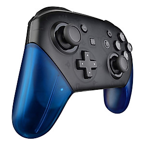 eXtremeRate Transparent Blue Replacement Handle Grips for Nintendo Switch Pro Controller, DIY Hand Grip Shell for Nintendo Switch Pro - Controller NOT Included