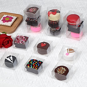 ROSPAKTEK 50Pcs 2.17x2.17x1.38 Inch Single Chocolate Covered Ore Boxes Macaron Boxes Brownie Boxes Treat Boxes Candy Boxes Small Gift Boxes for wedding Bridal Shower Birthday Party Favors