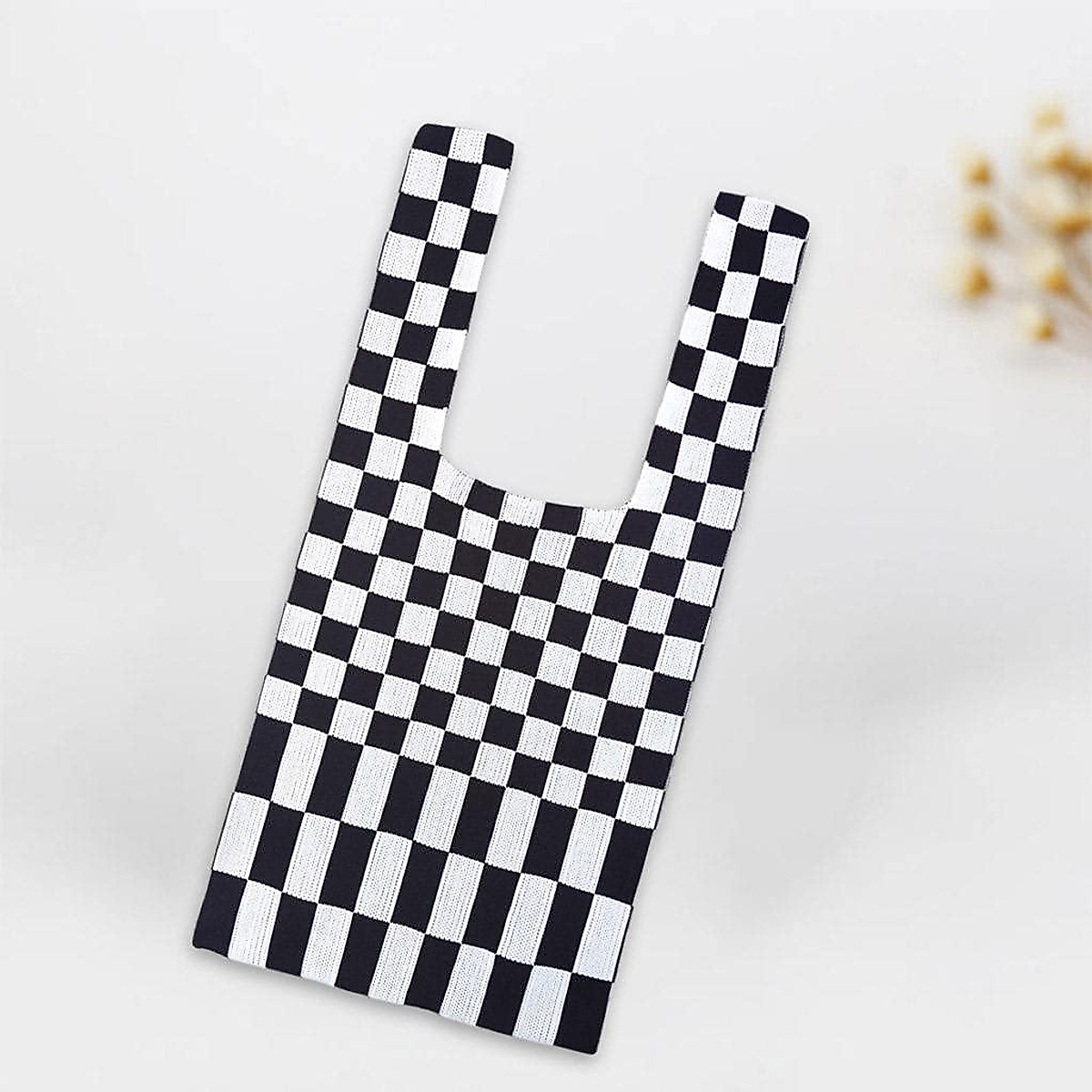 Colcolo Woven Big Bags women Shoulder Bags Soft Ladies Girl Handbags Casual Pattern Handbags, Black White