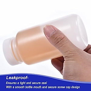 PATIKIL 25 Pcs 250ml Reagent Bottles, HDPE Wide Mouth Round Bottles with Screw Cap for Lab Water Reagent Liquids Solid Sample Storage Seal, Translucent White