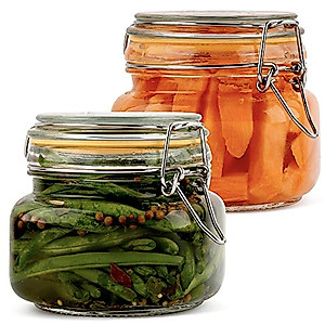 Galashield Glass Jars with Lids Food Storage Jars with Airtight Lids Leak Proof Glass Canisters Kitchen Jars [Set of 2-17 oz]