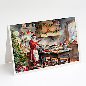 Caroline's Treasures DAC3308GCA7P Cookies with Santa Claus Greeting Cards Pack of 8 Blank Cards with Envelopes Whimsical A7 Size 5x7 Blank Note Cards