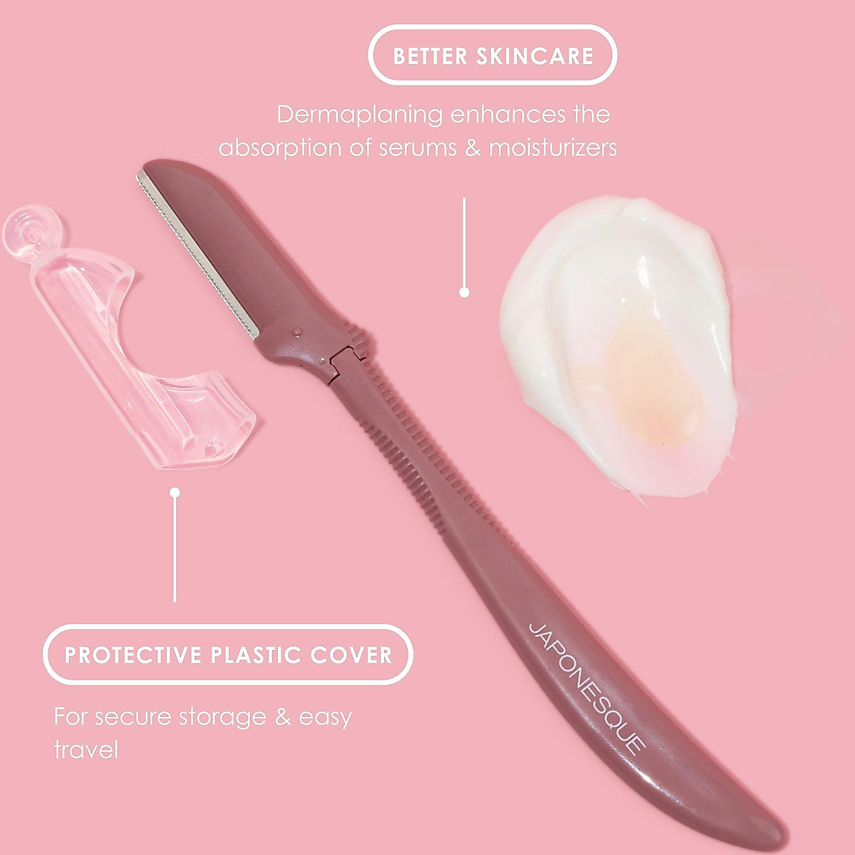 JAPONESQUE Precision Dermaplaner Facial Razors – 3 Piece Set, Eyebrow and Facial Hair Single Blade Razors for Women and Men, 3ct.